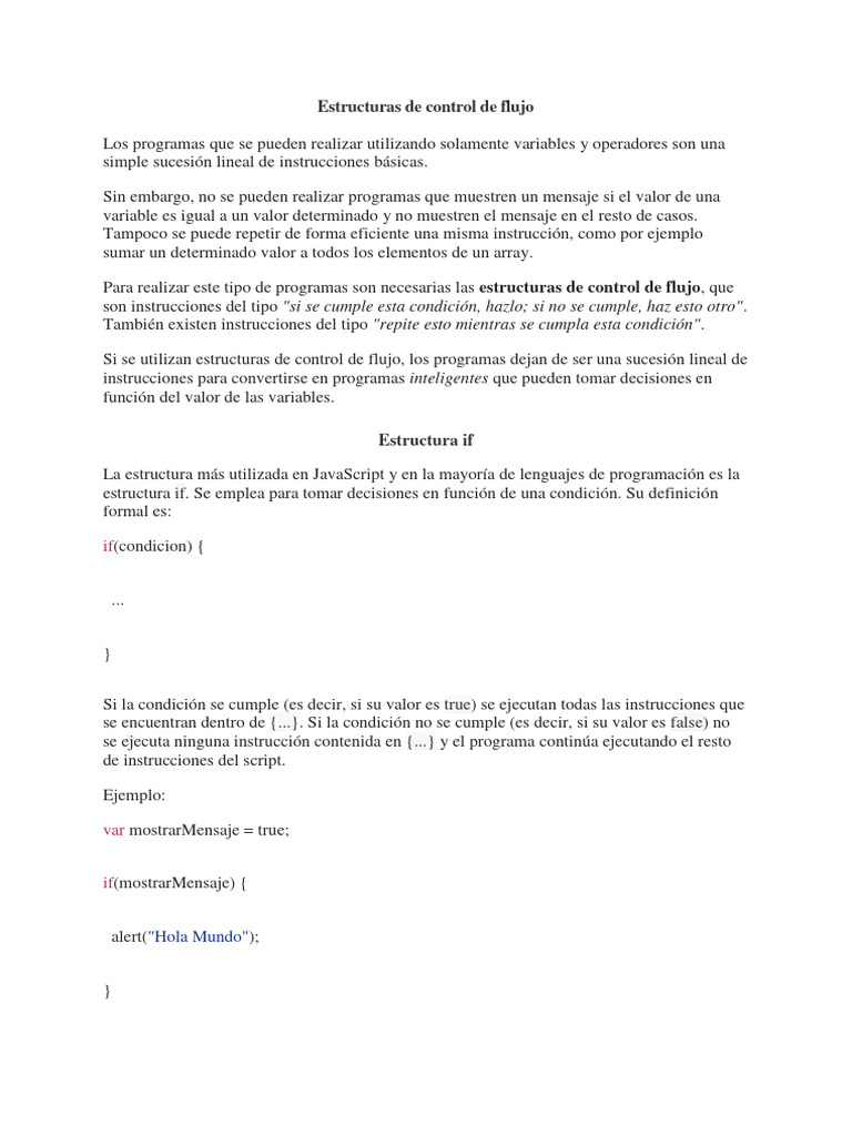 Estructuras de Control de Flujo - 083743 | PDF | Flujo de control | Lenguaje de programación