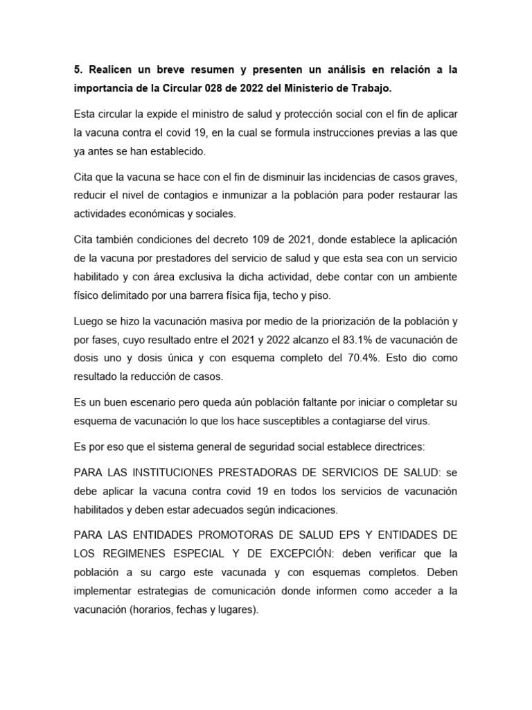 Importancia de la Circular 028/2022 | PDF | Vacunas
