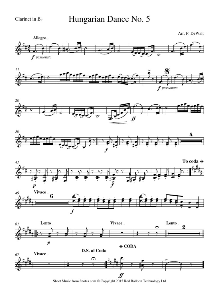 Hungarian Dance No5 BND CL | PDF | Musical Notation | Musical Forms