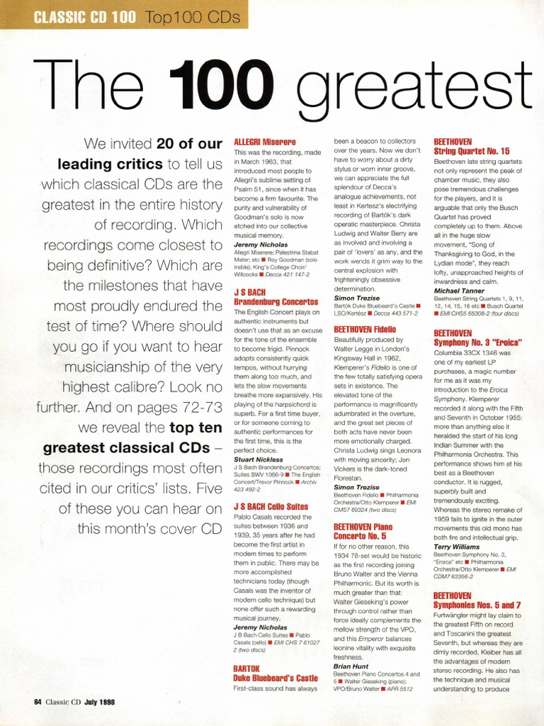 100 GREATEST CLASSIC CD | PDF