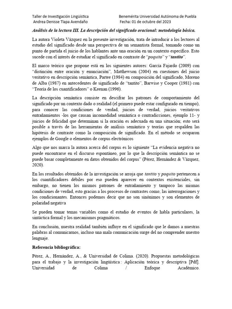 Lectura 3 Ericka | PDF | Verdad | Oración (Lingüística)