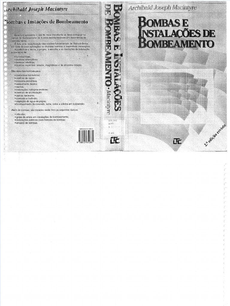 Bombas e Instalacoes de Bombeamento Archibald Joseph Macintyre PDF | PDF