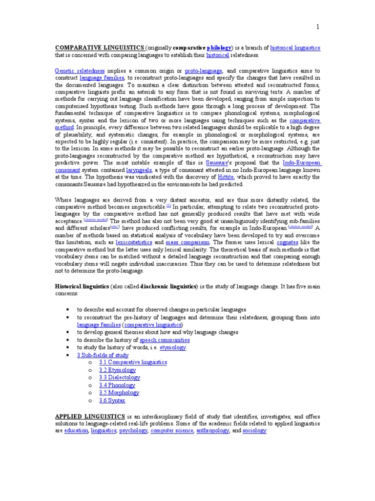 Comparative Linguistics Pdf Linguistics Symbols