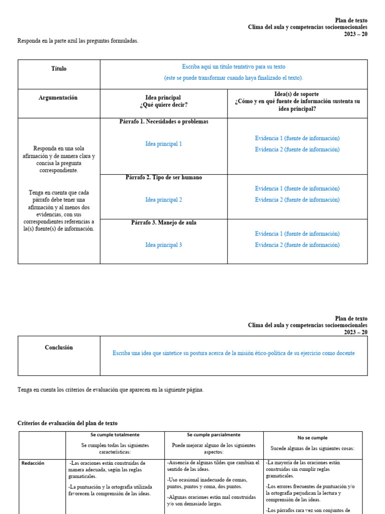Manifiesto 1 - Plan de Texto (230829) | PDF | Información | Falacia