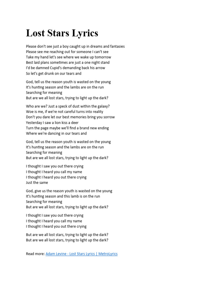 Lost Stars Lyrics Analysis | PDF