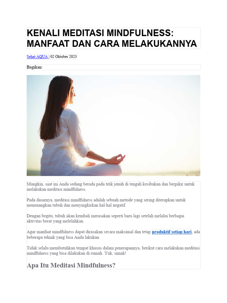 Panduan Meditasi Mindfulness Praktis | PDF