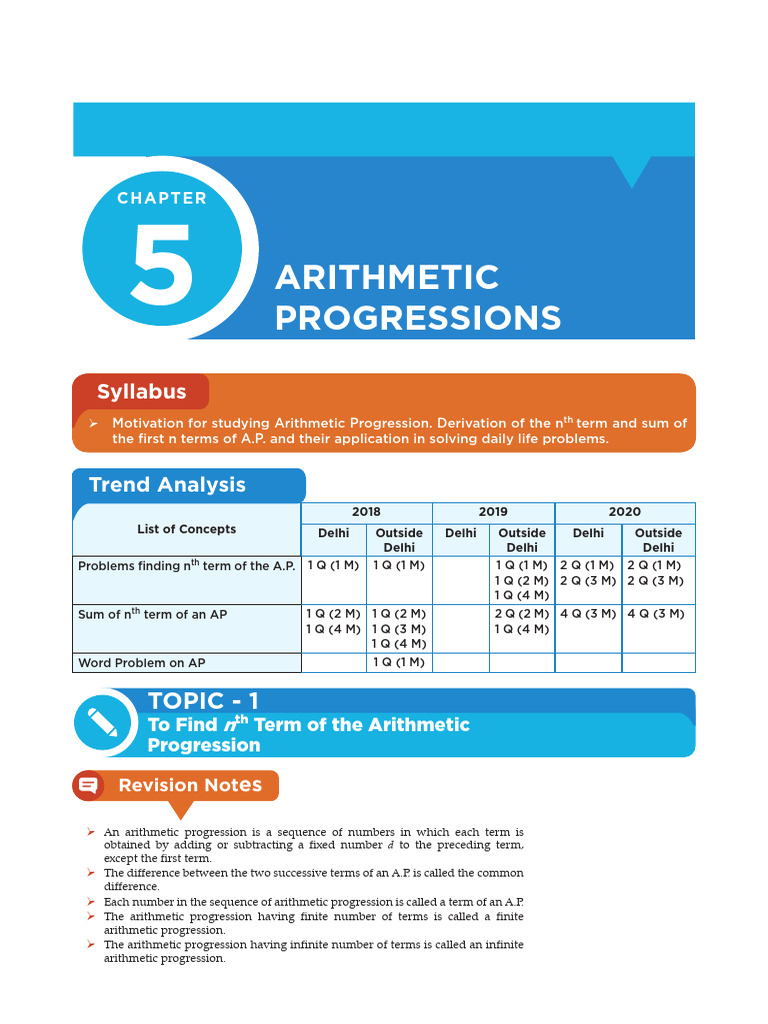 Arithmetic Progressions: Topic - 1 | PDF | Sequence | Arithmetic
