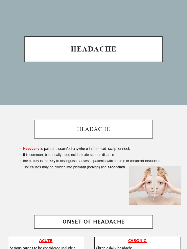 Headache Notes | PDF | Headache | Migraine