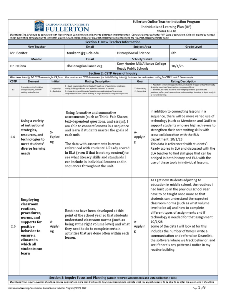Ilp Form Semester 3 | PDF | Critical Thinking | Teachers