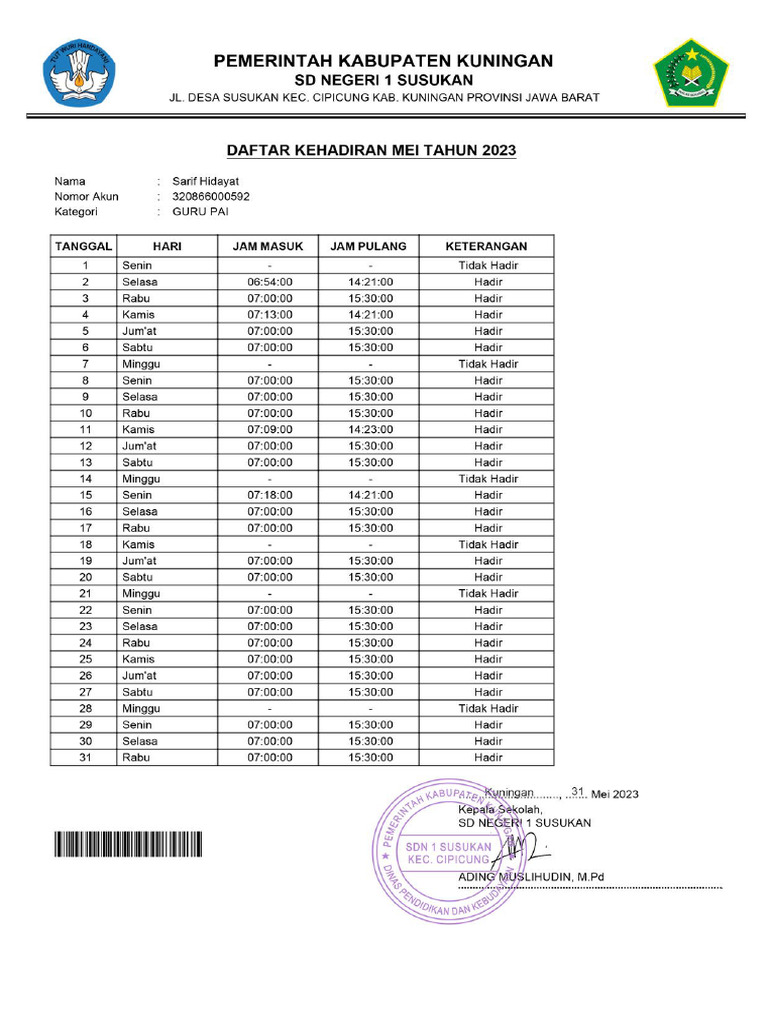 Absen Mei Sarif Hidayat | PDF