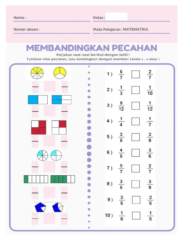 Lembar Kerja Pecahan 4 | PDF