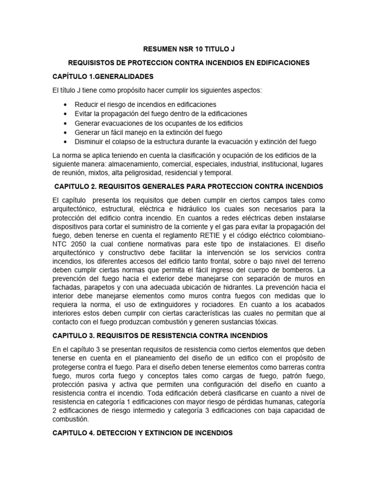 Resumen NSR 10 Titulo J | PDF | Ingeniería de Edificación
