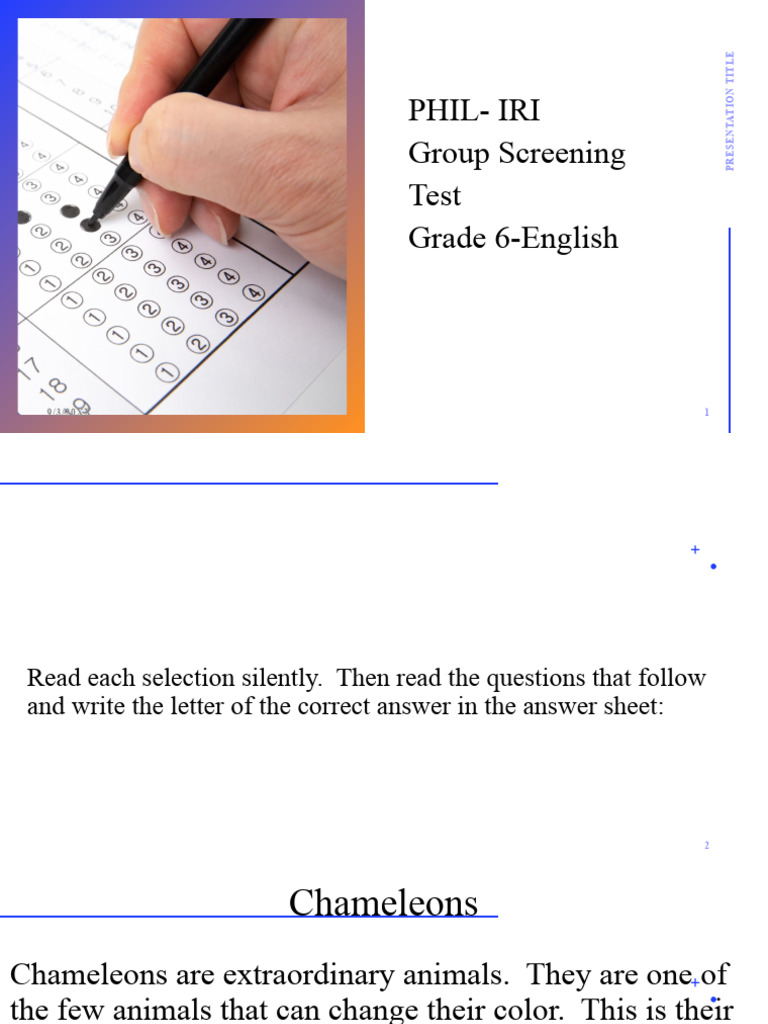 Grade 6 English Group Screening Test | PDF | Coral Reef | Sea