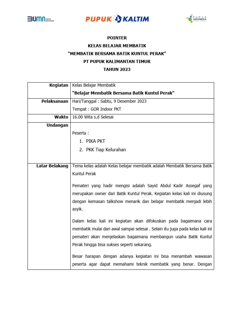 Kelas Belajar Membatik Kuntul Perak | PDF | Karier & Perkembangan ...