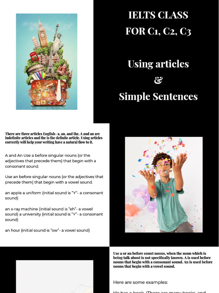 Using Articles and Simple Sentences | PDF | Subject (Grammar) | Verb