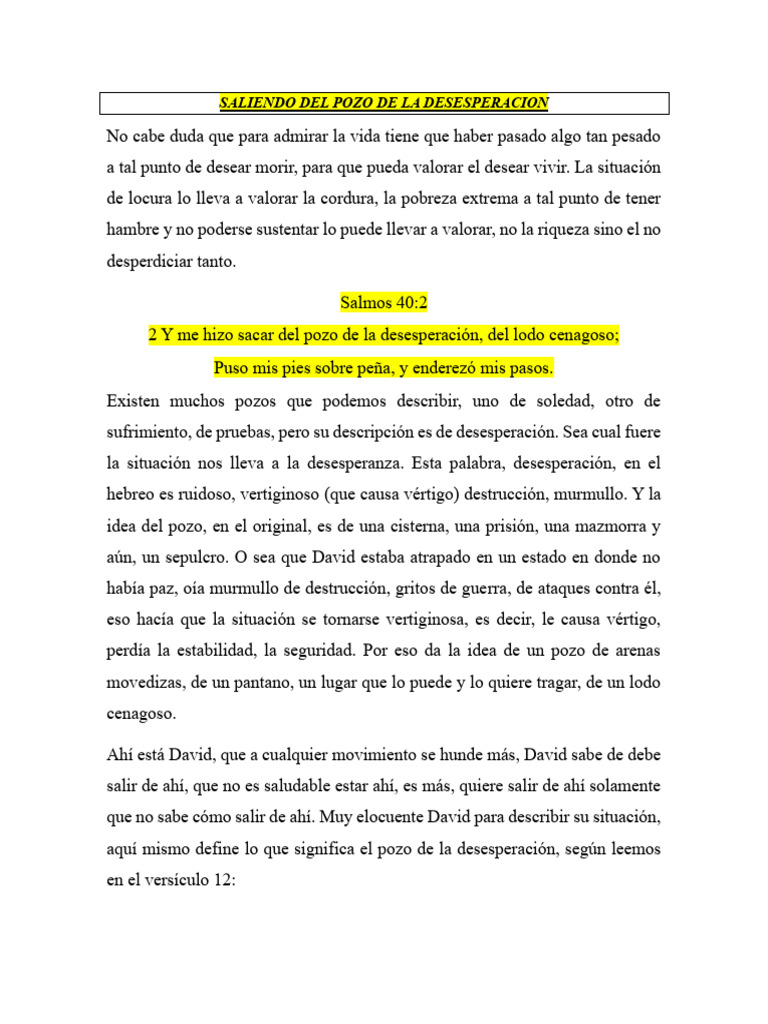 Superar la Desesperación: Guía Bíblica | PDF | Pecado | Salmos