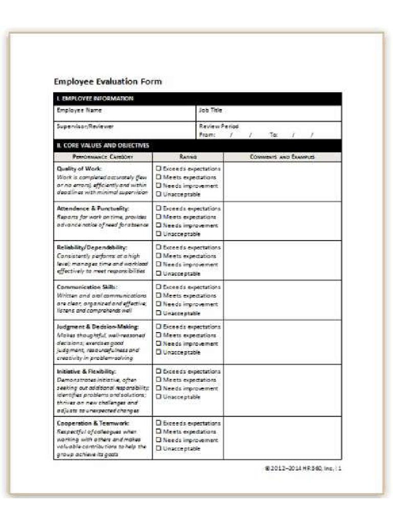 Employee Evaluation Form | PDF