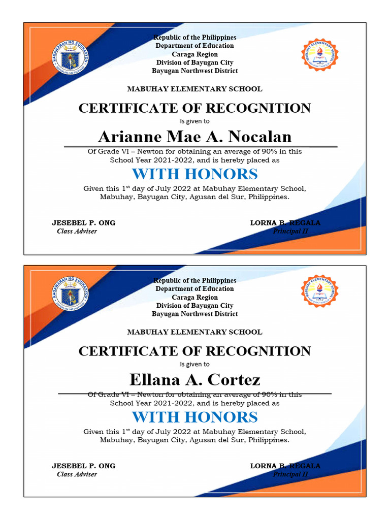 Certificate of Recog | PDF