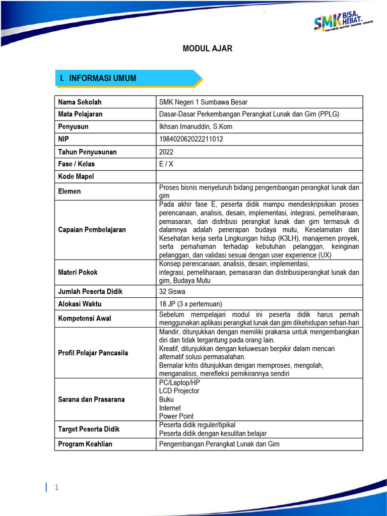 Modul Ajar PPLG Ok | PDF | Seni