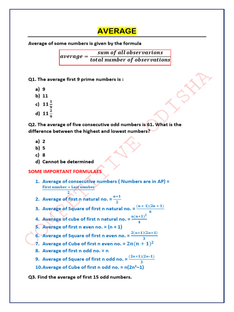 AVERAGE | PDF | Average | Mean
