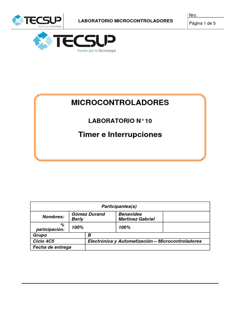 Timer e Interrupciones en PIC | PDF | Microcontrolador | Laboratorios