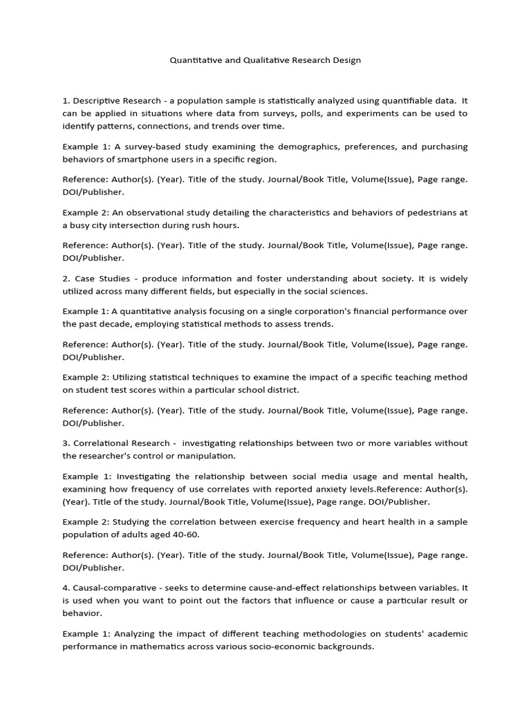 Quanti and Quali Design | PDF | Qualitative Research | Experiment
