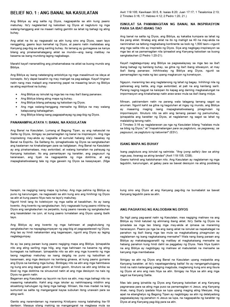 Belief No. 1 Ang Banal Na Kasulatan | PDF