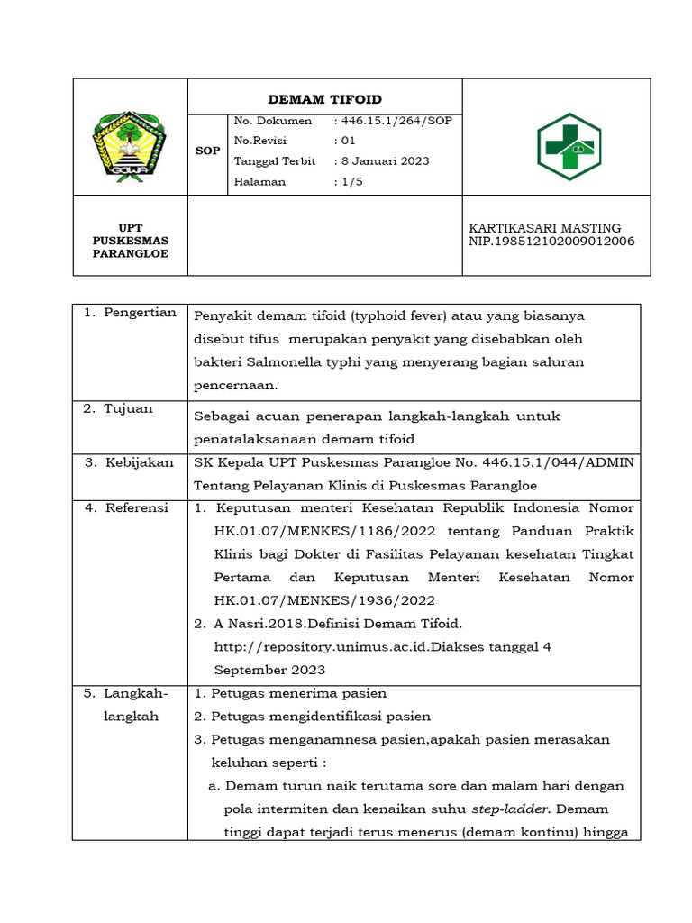Sop Demam Tifoid | PDF