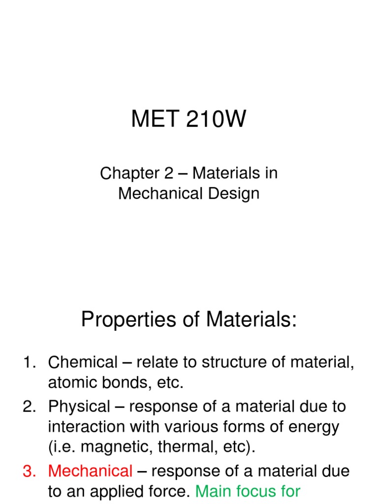 Mechanical Properties of Materials | PDF | Deformation (Engineering ...