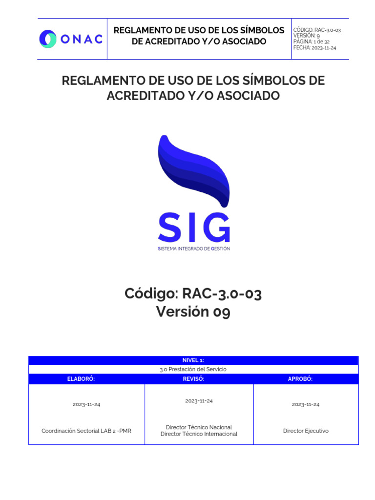 Rac 3.0 03 Reglamento de Uso de Los Simbolos de Acreditado y o Asociado v9 | PDF | Gestión ...