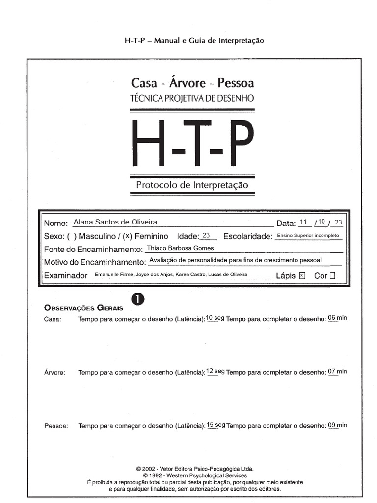Protocolo de Registro - HTP | PDF