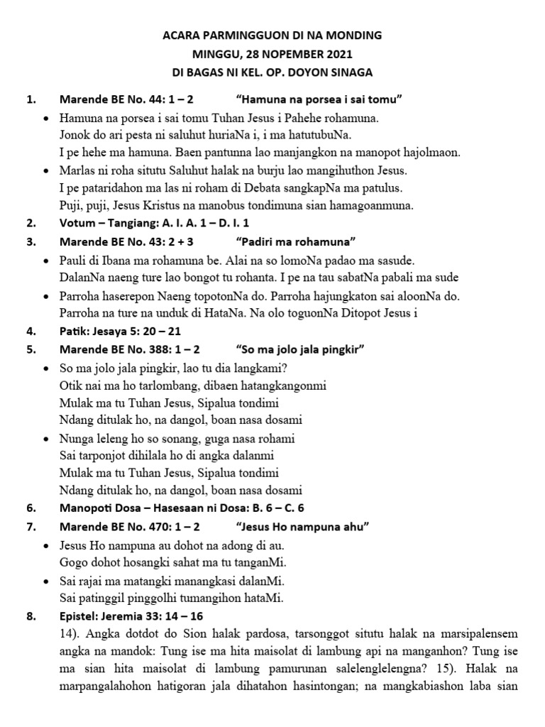 Acara Parmingguon Di Na Monding | PDF