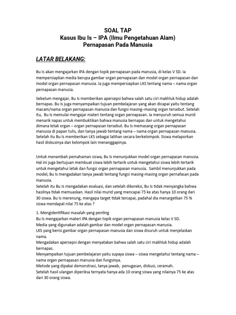 Soal Ujian TAP Ibu Is Pernafasan IPA | PDF | Sains & Matematika