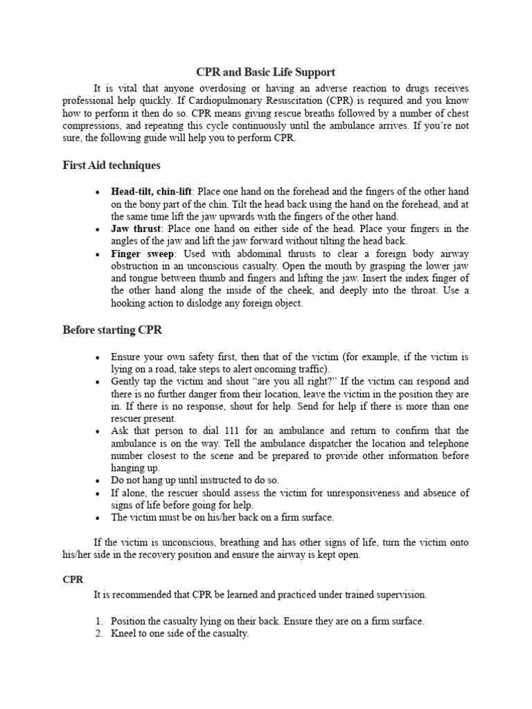 BASIC-LIFE-SUPPORT | PDF | Cardiopulmonary Resuscitation | Clinical ...