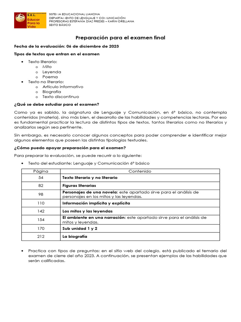 Preparación para El Examen Final | PDF | Panes | Amor