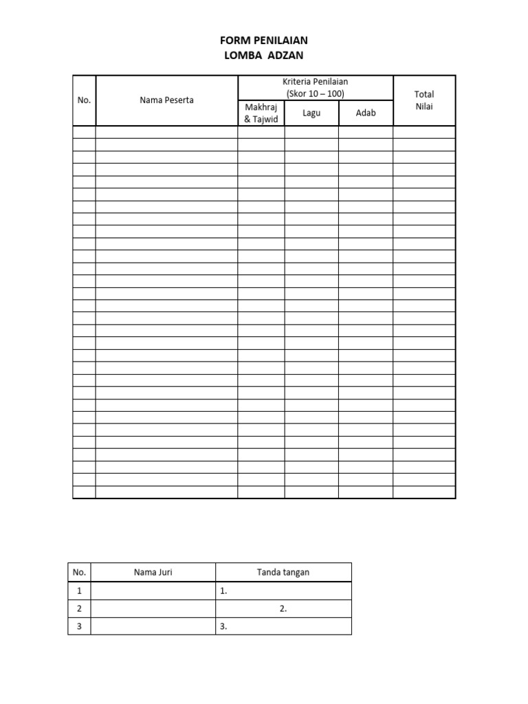 Form Penilaian | PDF