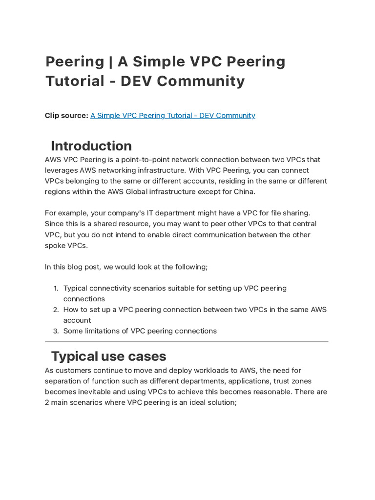 3 Peering A Simple VPC Peering Tutorial - DEV Community | Download Free ... 3 Peering A Simple VPC Peering Tutorial - DEV Community | Download Free ...