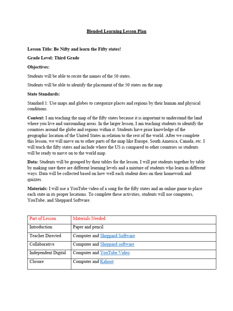 Unit 5 Template 50 States Lesson Plan | PDF