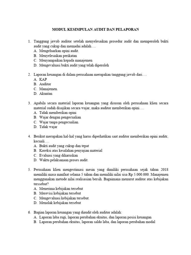 Latihan Soal Penyelesaian Audit | PDF