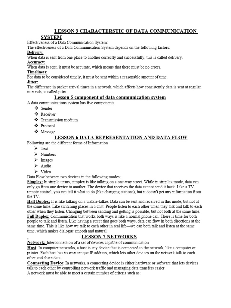 Lesson 3 Characterstic of Data Communication System | PDF | Computer Network | Network Topology