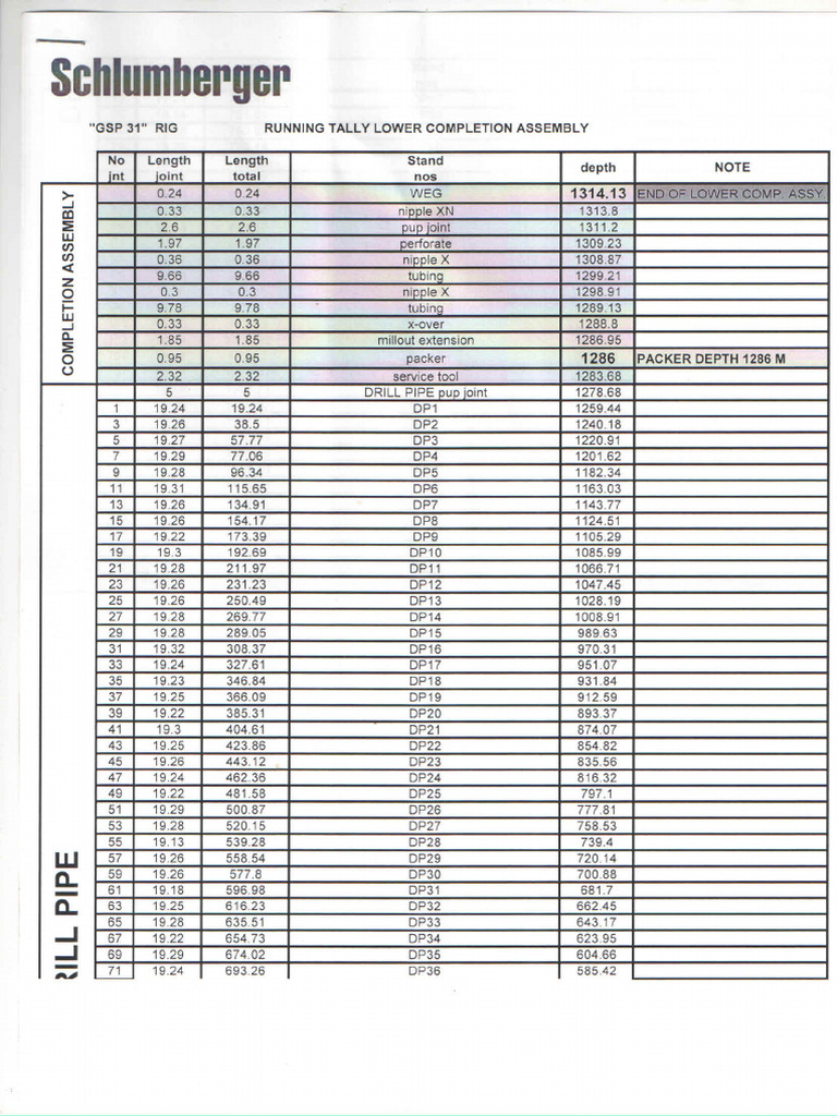 runnig tally lower completion | PDF