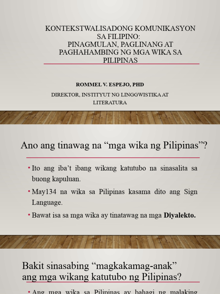Pinagmulan Paglinang at Paghahambing NG Mga Wika Sa Pilipinas. | PDF