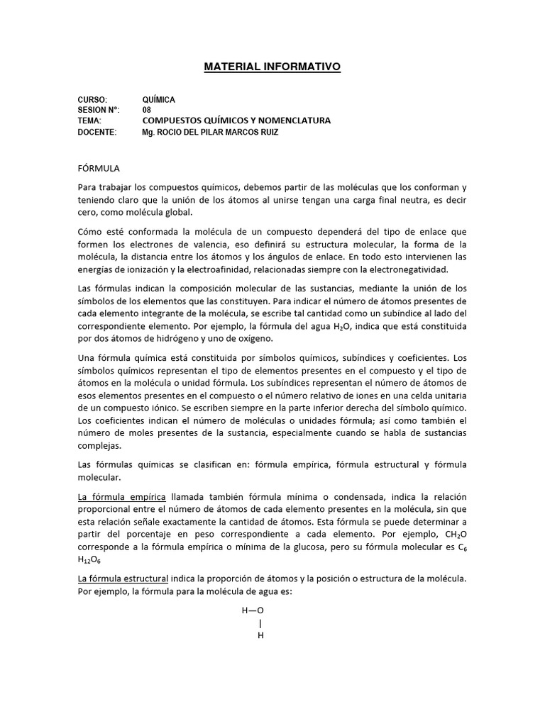 Comp Químicos - Nomenclatura - Tema 8 | PDF | Compuestos químicos | Sal (química)