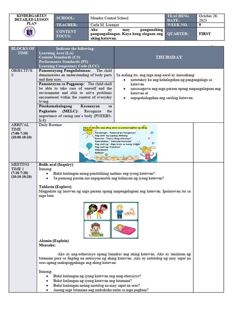 Kinder DLP q1 Week 9 Day 4 | PDF
