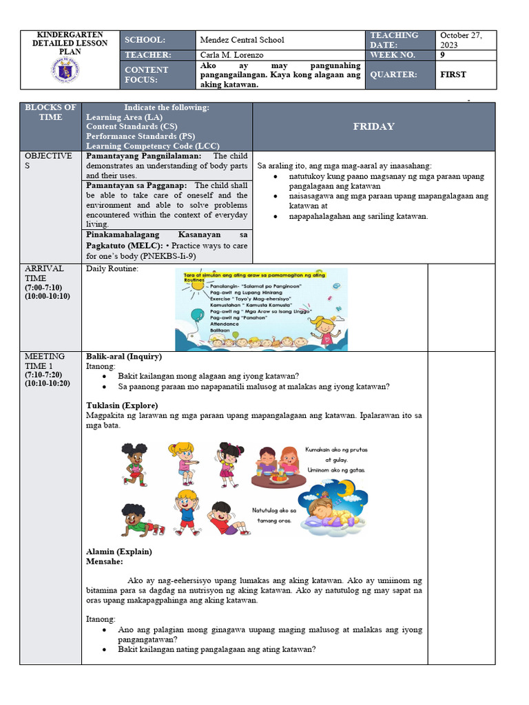 Kinder DLP q1 Week 9 Day 5 | PDF