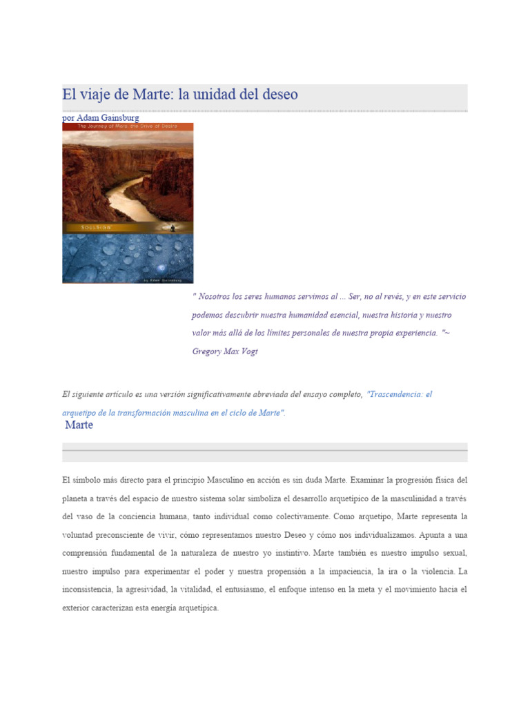 Viaje de Marte: Transformación Masculina | PDF | Dom | Experiencia