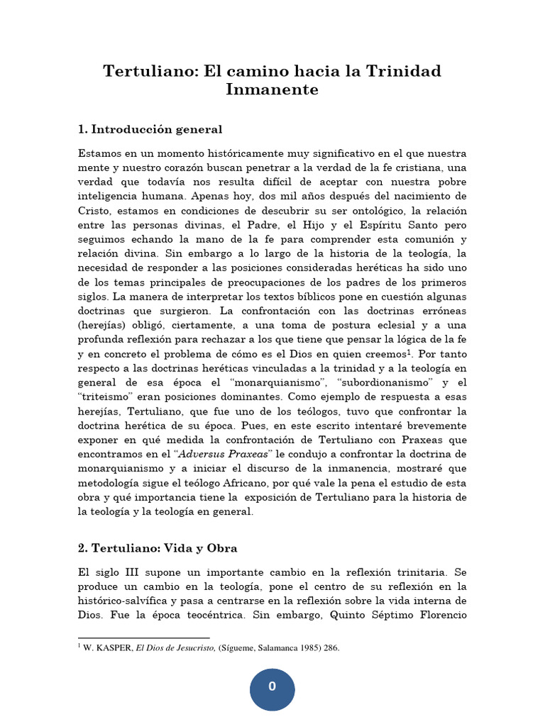 La Trinidad Inmanente en La Teologia de | PDF