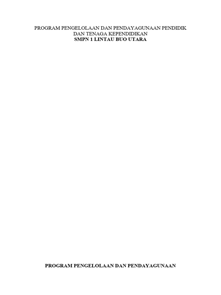 Program Pengelolaan Dan Pendayagunaan Pendidik Dan | PDF