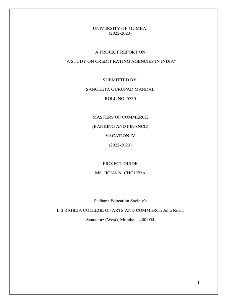 Black Book Project Sem 4 (Sangeeta) Sample | PDF | Moody's Investors ...