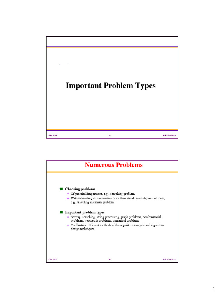 Important Problem Types | PDF | Theoretical Computer Science | Applied ...